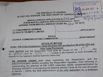 Rights activist asks court to halt SIM Cards registration | The Sunrise ...
